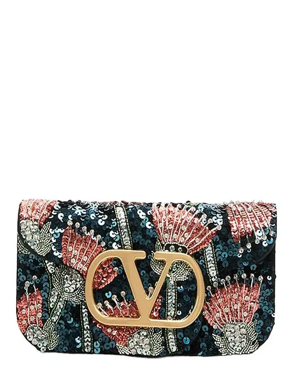 Valentino Garavani Loco Embellished Satin Shoulder Bag - Multi