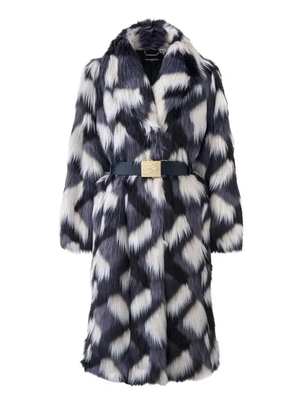 Karl Lagerfeld Belted Faux-fur Maxi Coat - Multi