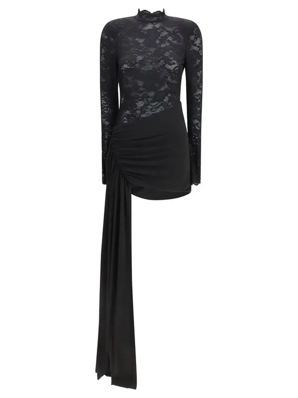 NISSA Low-back Mini Lace Dress - Black