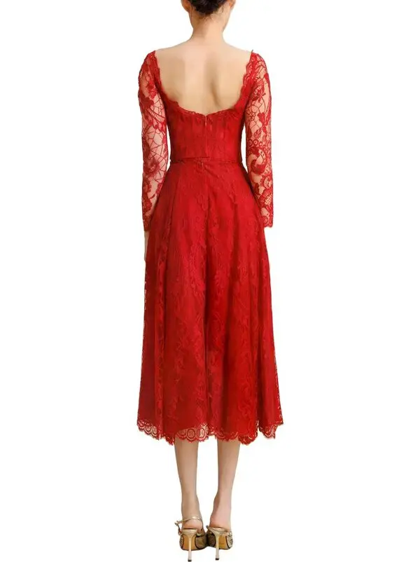 GEMY MAALOUF Flared Lace Skirt - Red