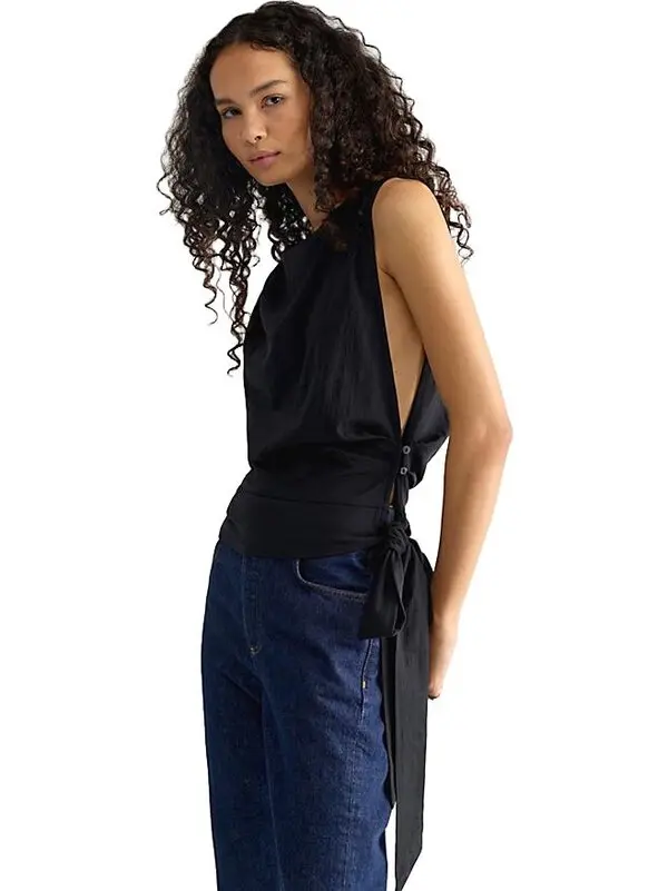Free People Margo Boat Neck Top - Black