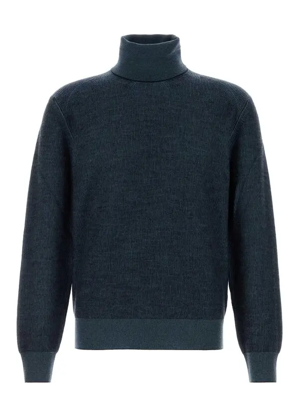 Brioni Melange Cashmere Blend Sweater - Blue