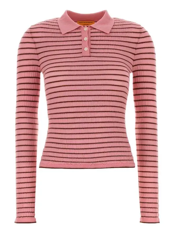 Guest In Residence Embroidered Cashmere Blend Smocked Polo Shirt - Multicolor