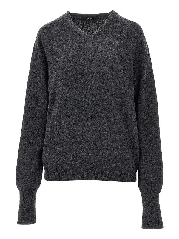 Gucci V-neck Cashmere Sweater - Grey