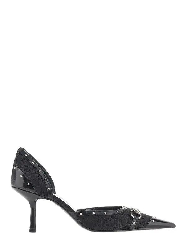 Gucci Gg Canvas And Leather 'savoy' Pumps - Black