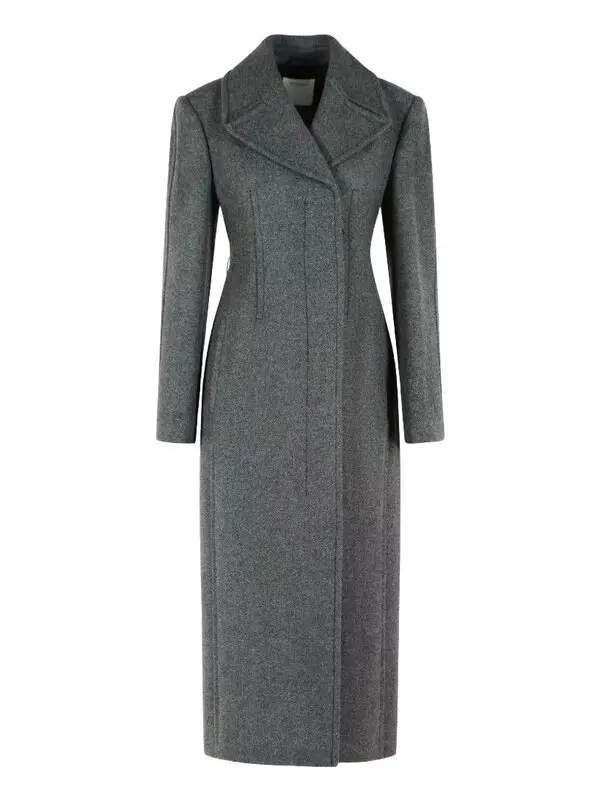 Sportmax Chevron-effect Virgin Wool Breasted Coat - Black