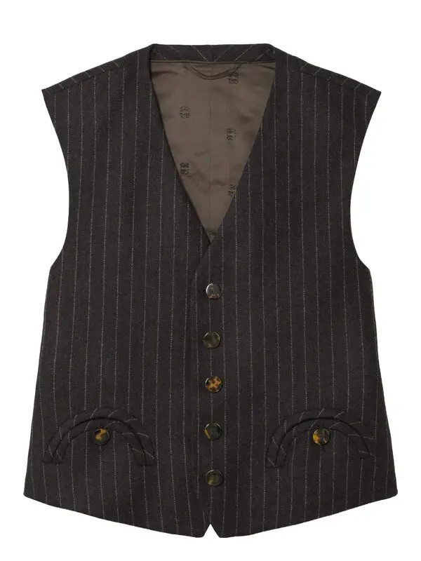 BLAZÉ MILANO Pinstriped Wool And Cashmere-blend Vest - No