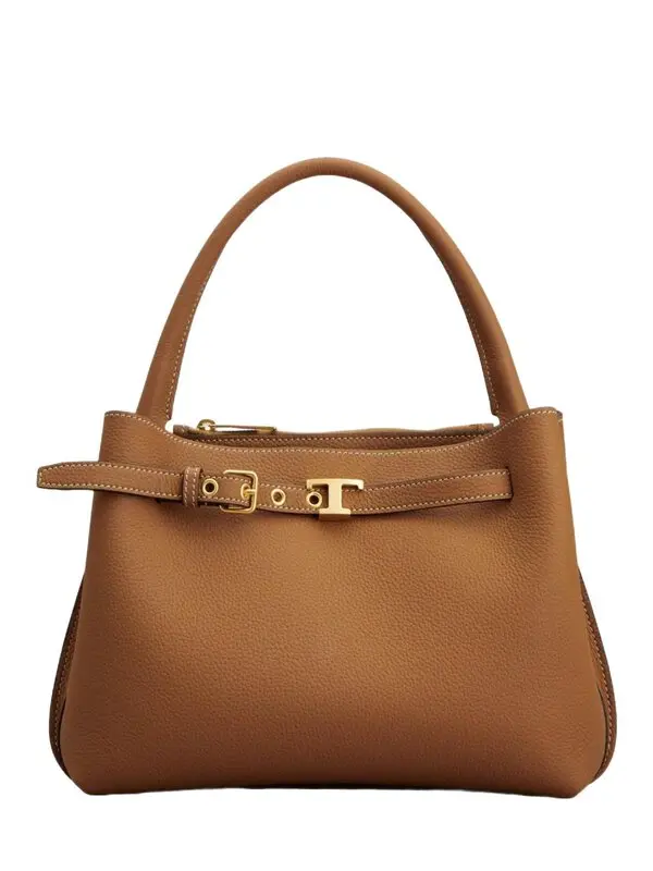 TOD'S T-plaque Belt Detail Tote Bag - Brown