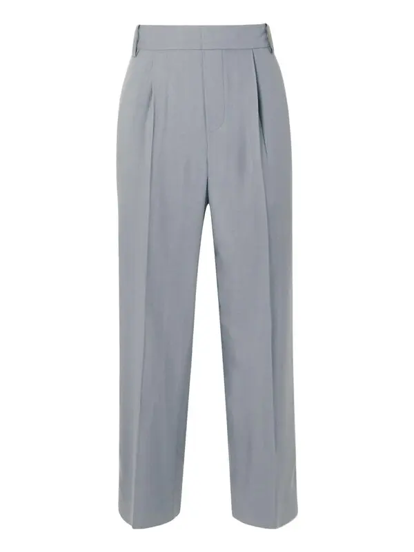 Vince Cropped Pleated Twill Straight-leg Pants - No
