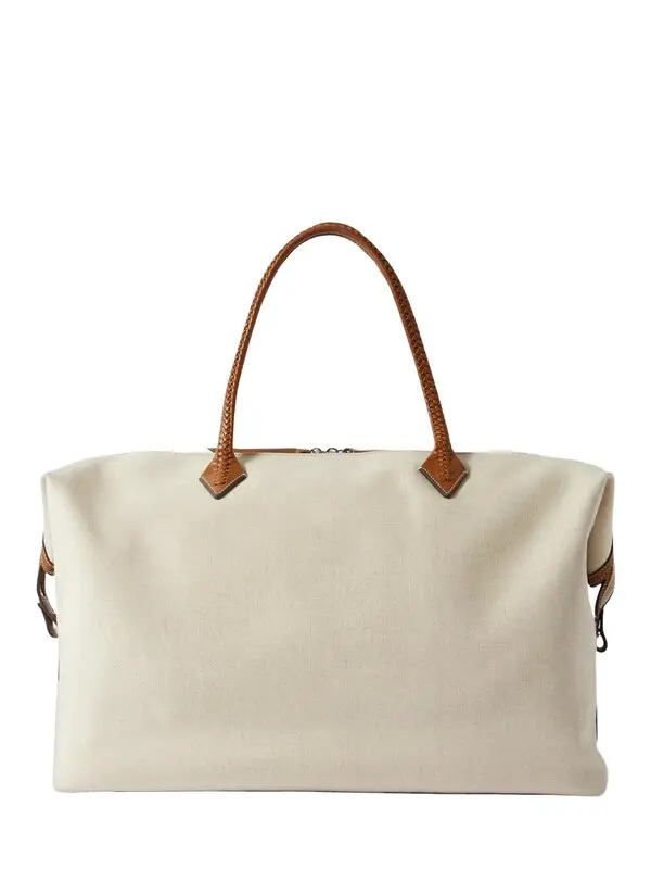 METIER Leather-trimmed Linen-canvas Tote - No