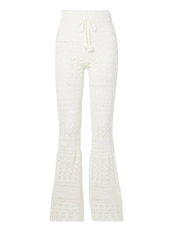 LoveShackFancy Crocheted Cotton Flared Pants - No