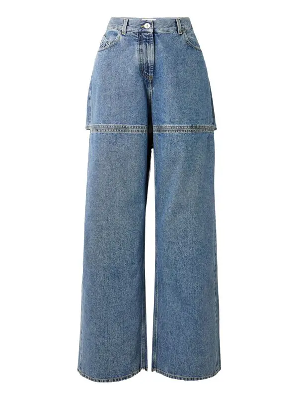 Attico Cutout Paneled Boyfriend Jeans - Blue