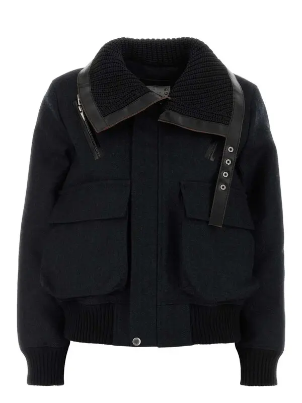 Sacai Two-tone Wool And Nylon Down Jacket - Multicolor