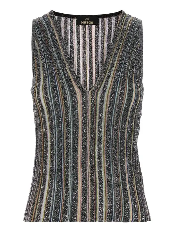 Missoni Embroidered Viscose Blend Top - Black Multicoloured
