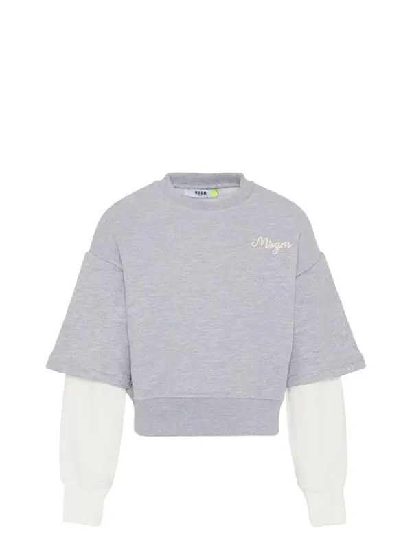 MSGM Double-layered Embroidered Sweatshirt - Grey