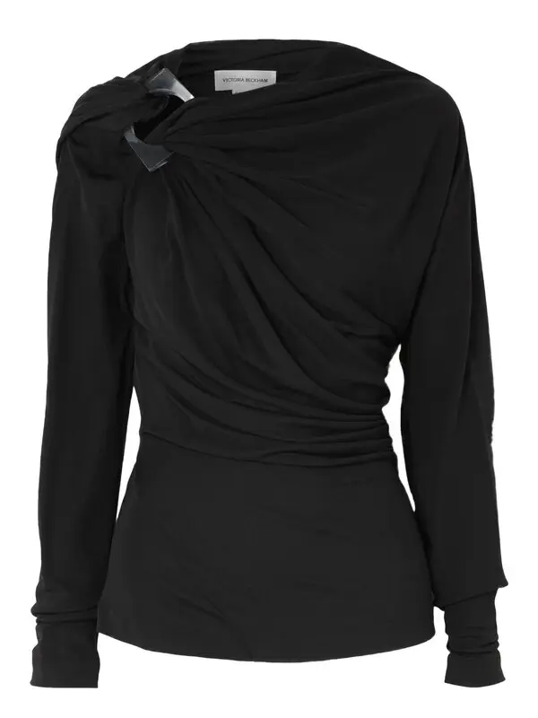 Victoria Beckham Asymmetric Embellished Draped Jersey Top - No