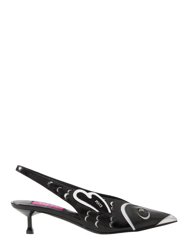 Emilio Pucci Leather Slingback Pumps - Black