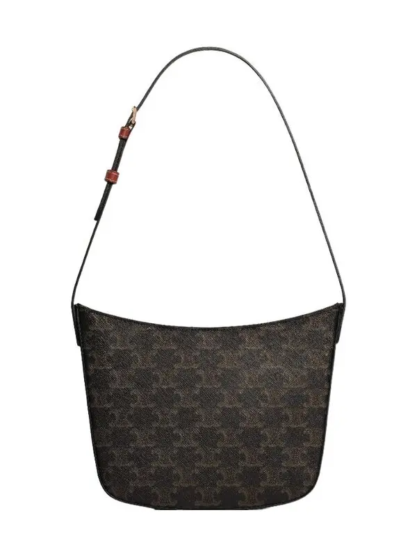 Celine Medium Croque Bag In Triomphe Canvas And Calfskin - Tan