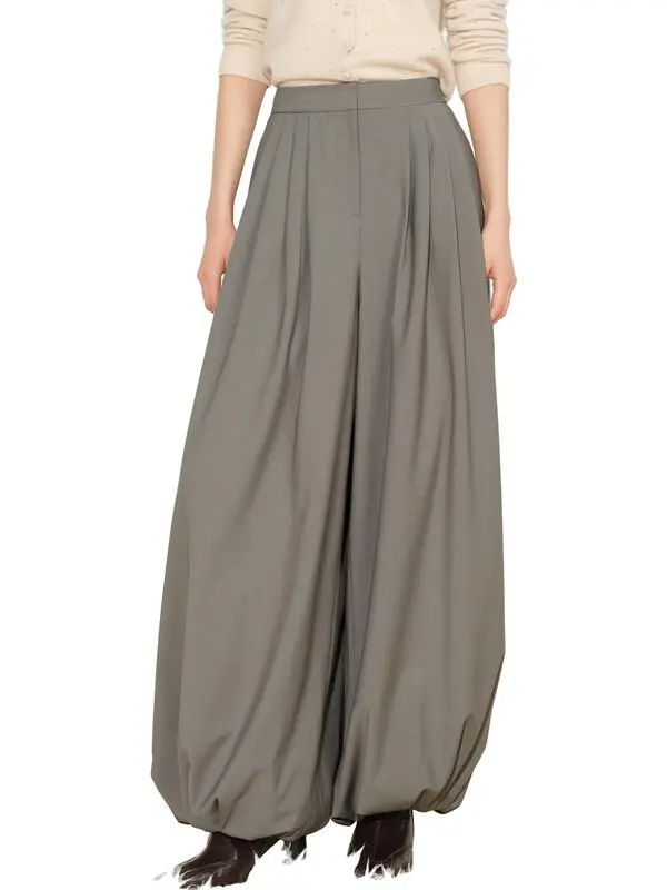 Fabrique Fofia Drapey Balloon Pants In Wool Blend - Grey