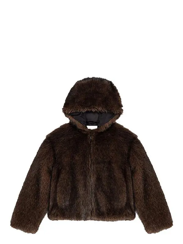 Maje Hooded Relaxed-fit Faux-fur Jacket - Brown