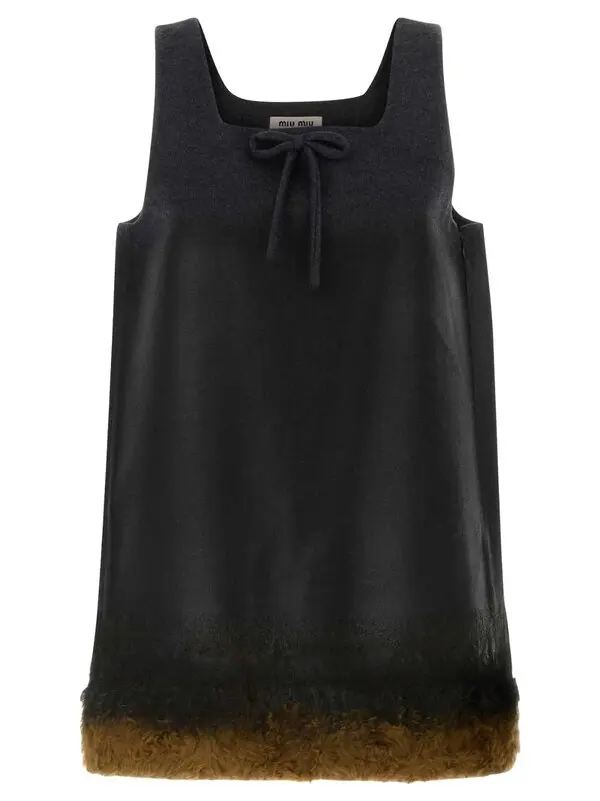 Miu Miu Dark Grey Wool Blend Mini Dress - Gray