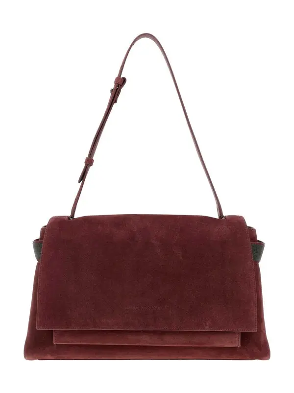 Brunello Cucinelli Burgundy Suede Shopping Bag - Red
