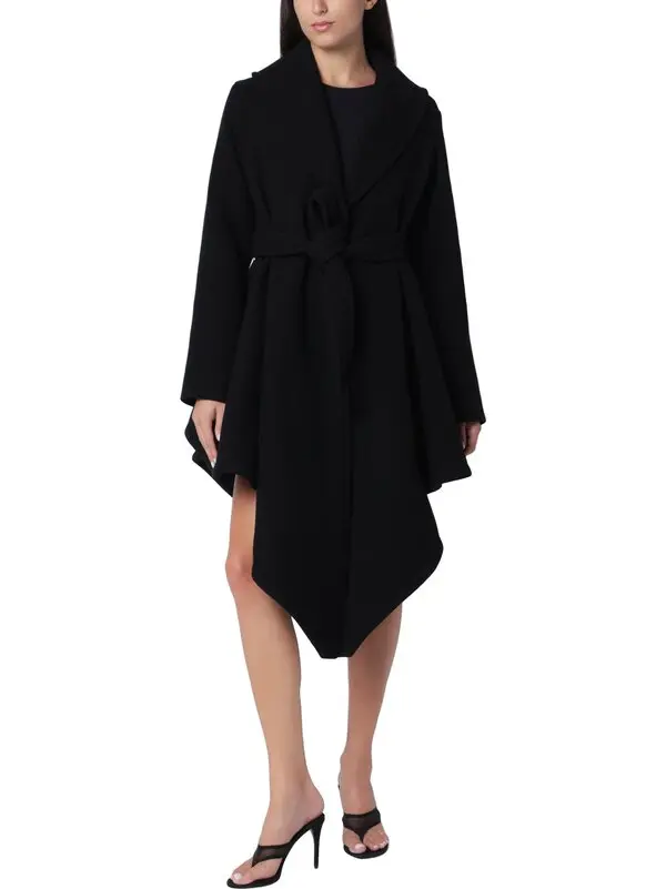 Alaïa Asymmetric Wool Coat - Black