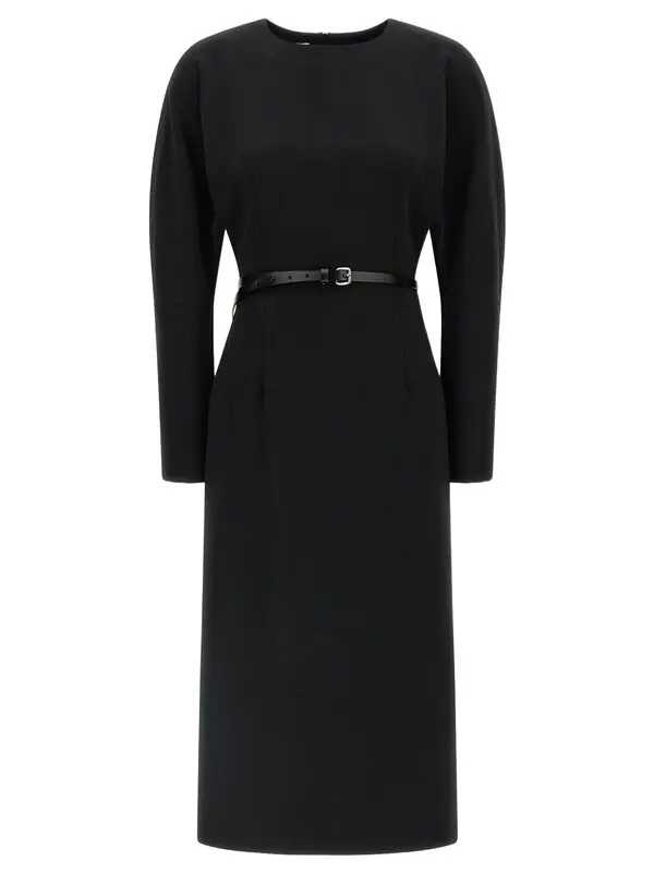 P.a.r.o.s.h Phedra Belted Midi Dress - Black