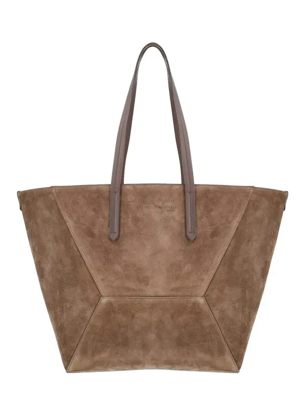 Brunello Cucinelli Maxi Leather Shopping Handbag - Brown