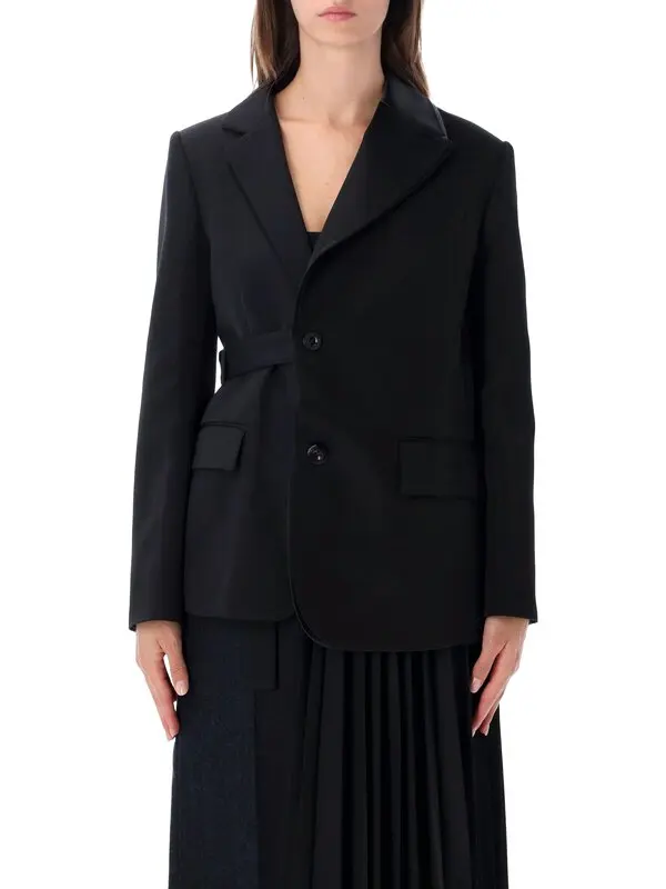 Sacai Tailored Asymmetric Blazer Jacket - Nero