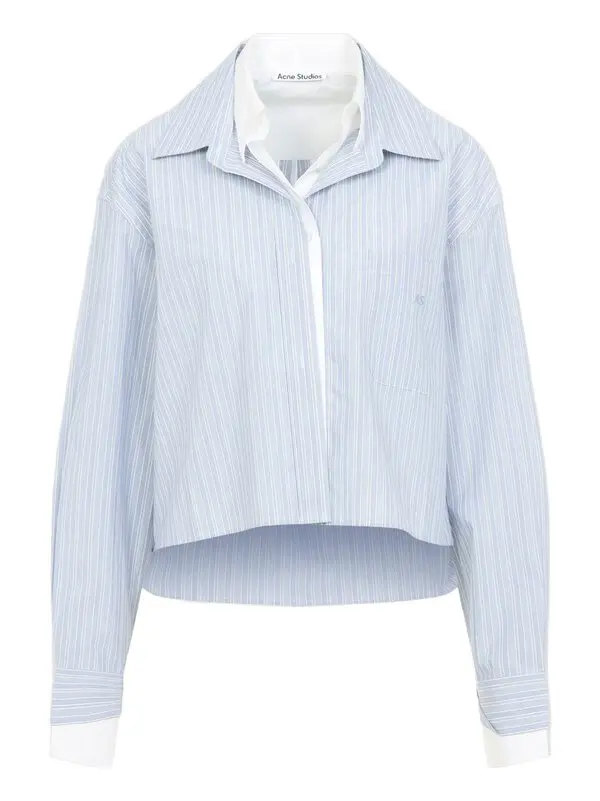 Acne Studios Striped Cotton Layered Shirt - Blue