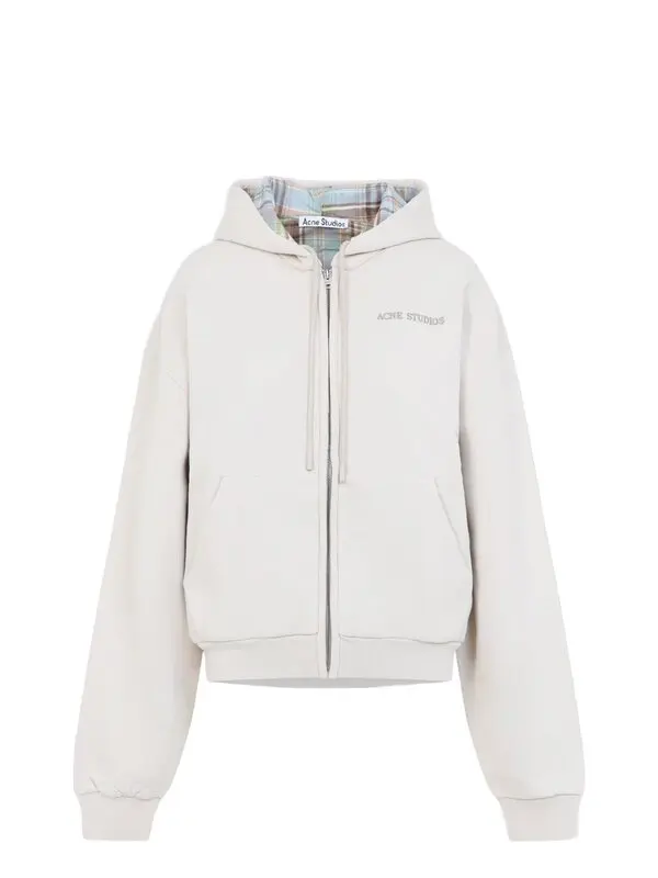 Acne Studios Zip-up Hoodie With Plaid Lining - Nude & Neutrals