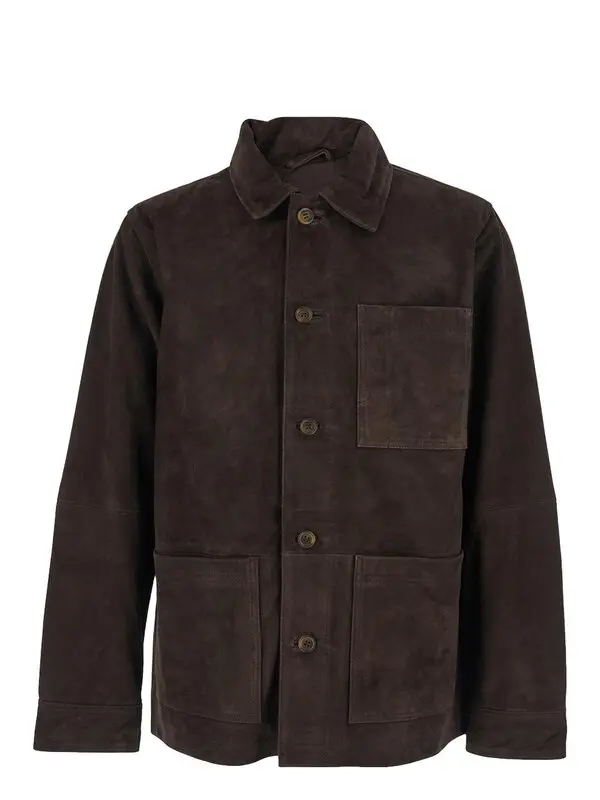 SEBAGO Camoscio Leather Front Zip Jacket For - Brown