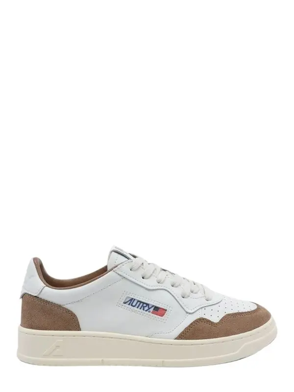 AUTRY White Goatskin Sneaker With Contrast Multi-layer Inserts & Perforated Toe - Bianco