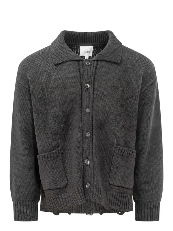 FOUND Chainstitch Cardigan - Black