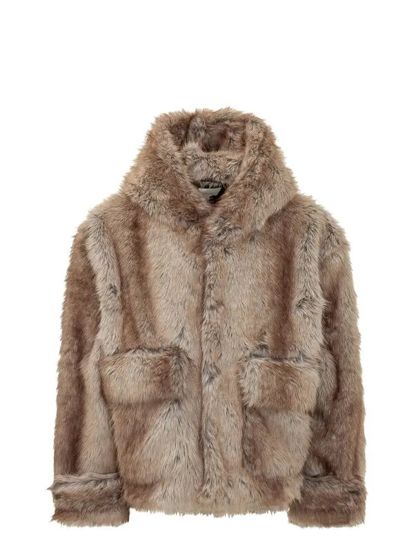 FOUND Faux Fur Hoodie - Brown