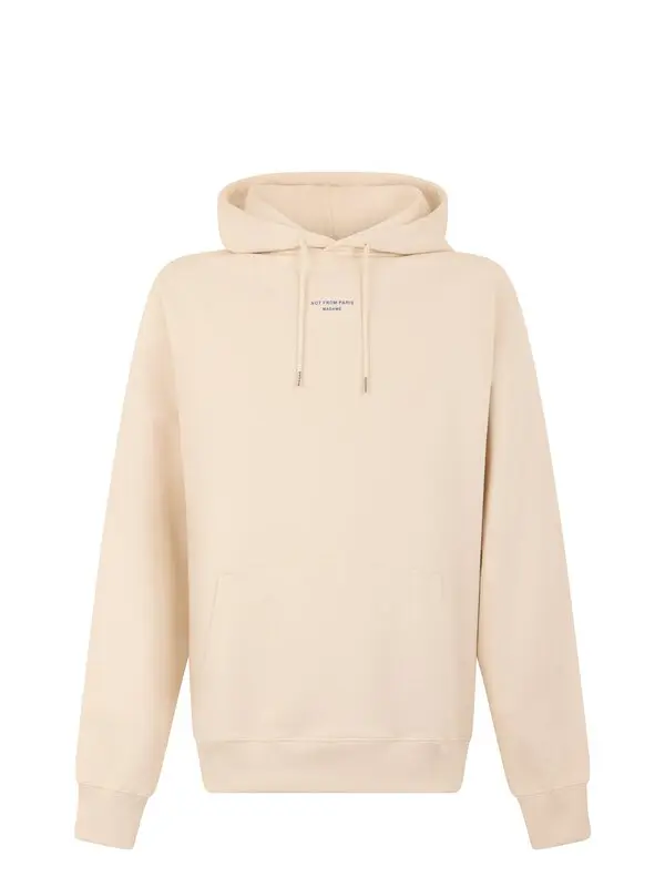 Drole De Monsieur Cotton Hooded Sweatshirt With Front Pocket - Beige