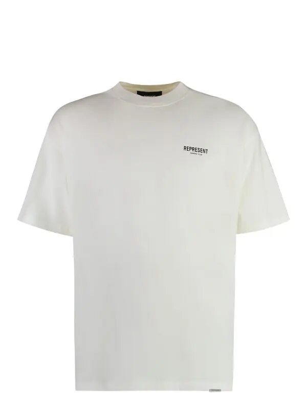 REPRESENT Cotton Crew-neck T-shirt With Back Maxi Print - Ivory