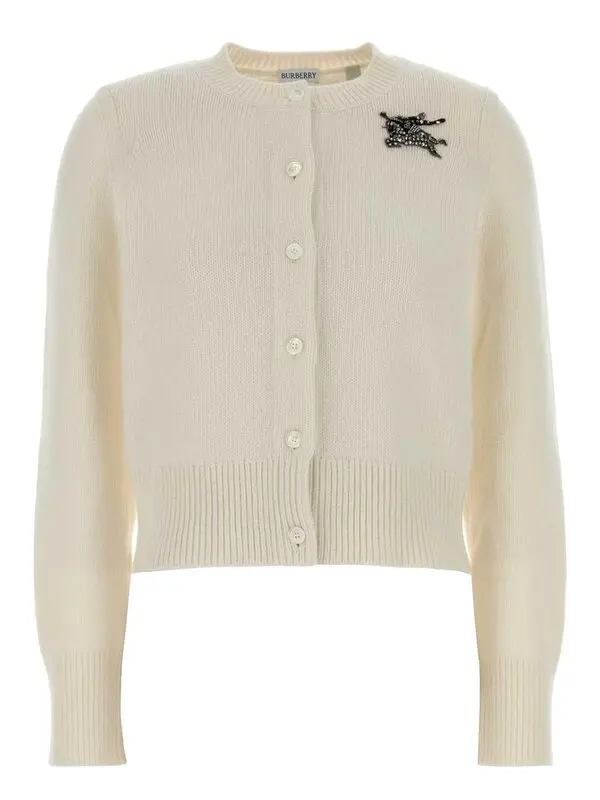 Burberry Ivory Wool-cashmere Blend Cardigan - White