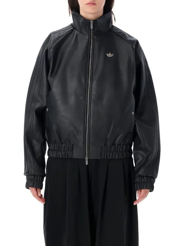 ADIDAS ORIGINALS Faux Leather High-neck Bomber Jacket - Nero