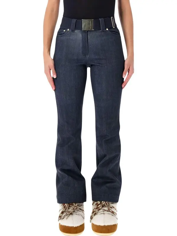 Goldbergh High-waisted Flare Trousers With Belt - Navy Multi