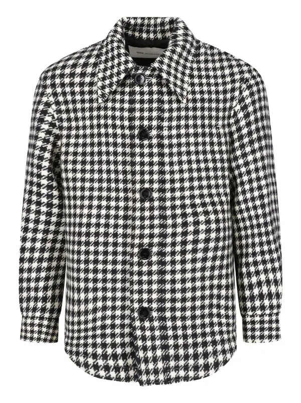 AMI Paris Wool Jacket With Horn Button & Leather Patch - Black