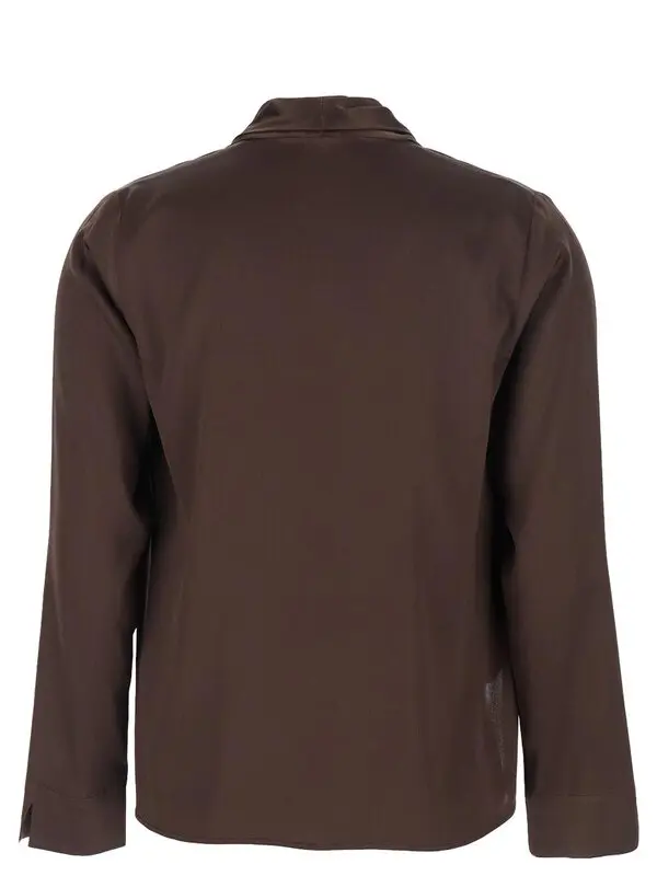 LEPLAIN V-neck Viscose Blend Dress With Long Sleeves And Relaxed Fit - Brown