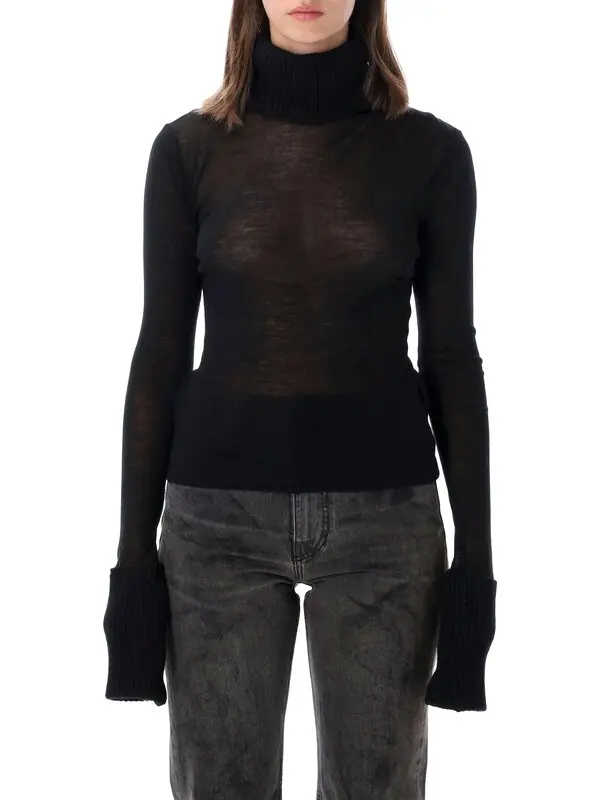 Our Legacy Sheer Ribbed Turtleneck Sweater - Nero