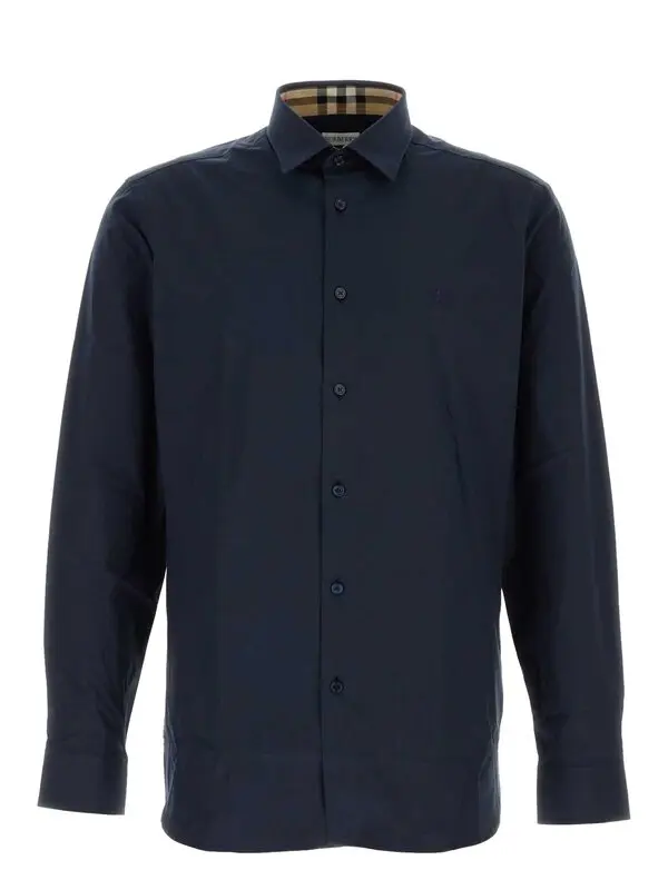Burberry Navy Stretch Poplin Shirt - Blue