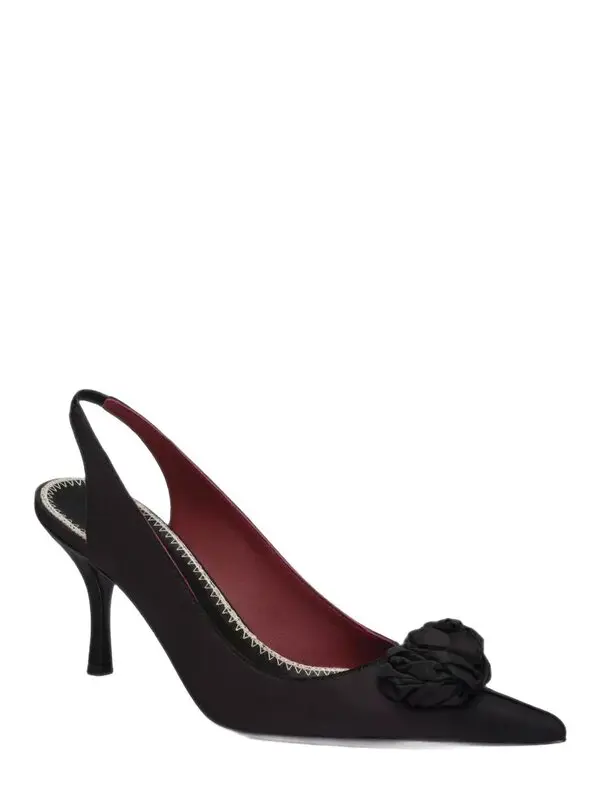 Magda Butrym Rose Slingback Satin Pumps - Black