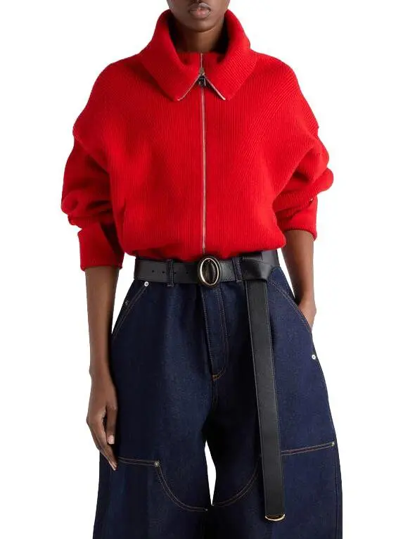 Givenchy Zip High Neck Cardigan - Red