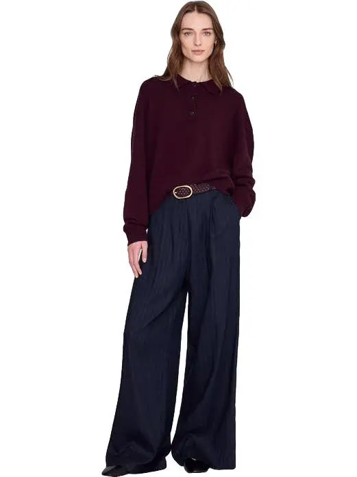 ANINE BING Lee Cashmere Polo Sweater - Fig