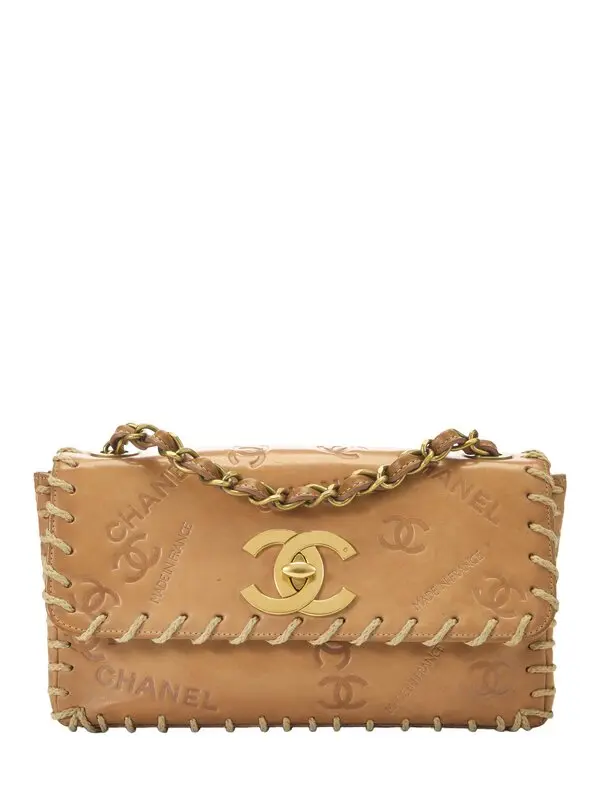 Chanel Embossed Logo Calfskin Half Flap Medium - Brown