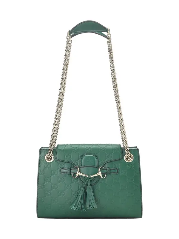 Gucci Ssima Leather Emily Chain Shoulder Bag - Green